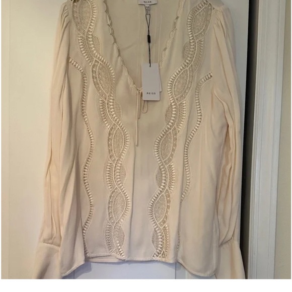 Reiss | Tops | Reiss Ivory Lace Accent Blouse | Poshmark